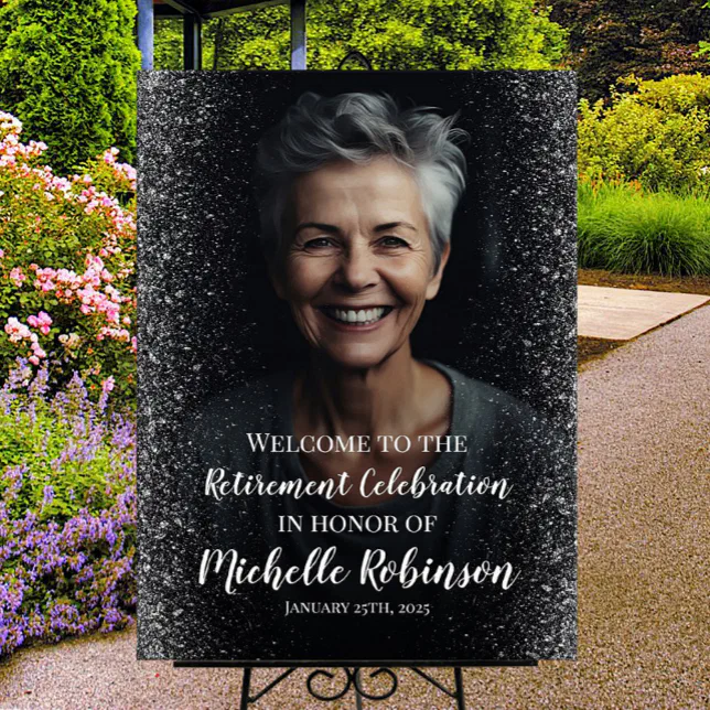 Retirement party welcome sign with photo | Zazzle