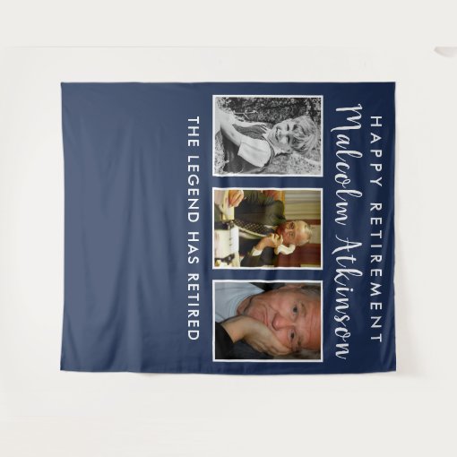 Retirement photo collage backdrop banner | Zazzle