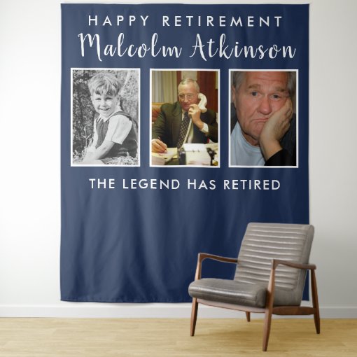 Retirement photo collage backdrop banner | Zazzle