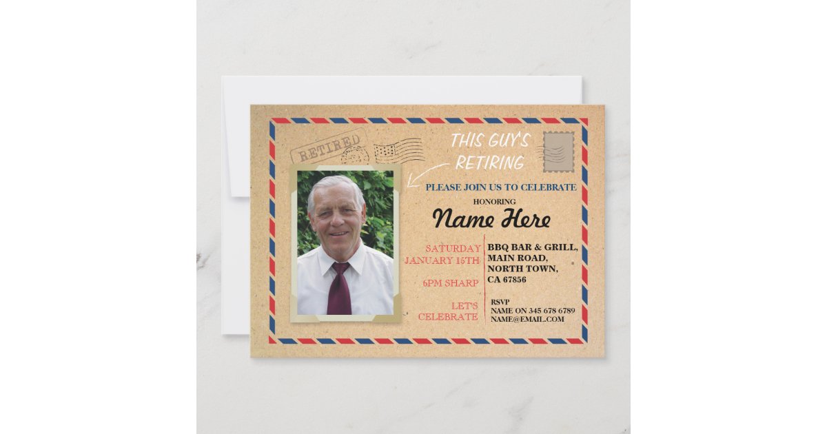 Retirement Photo Postal Post Card Retired Invite | Zazzle