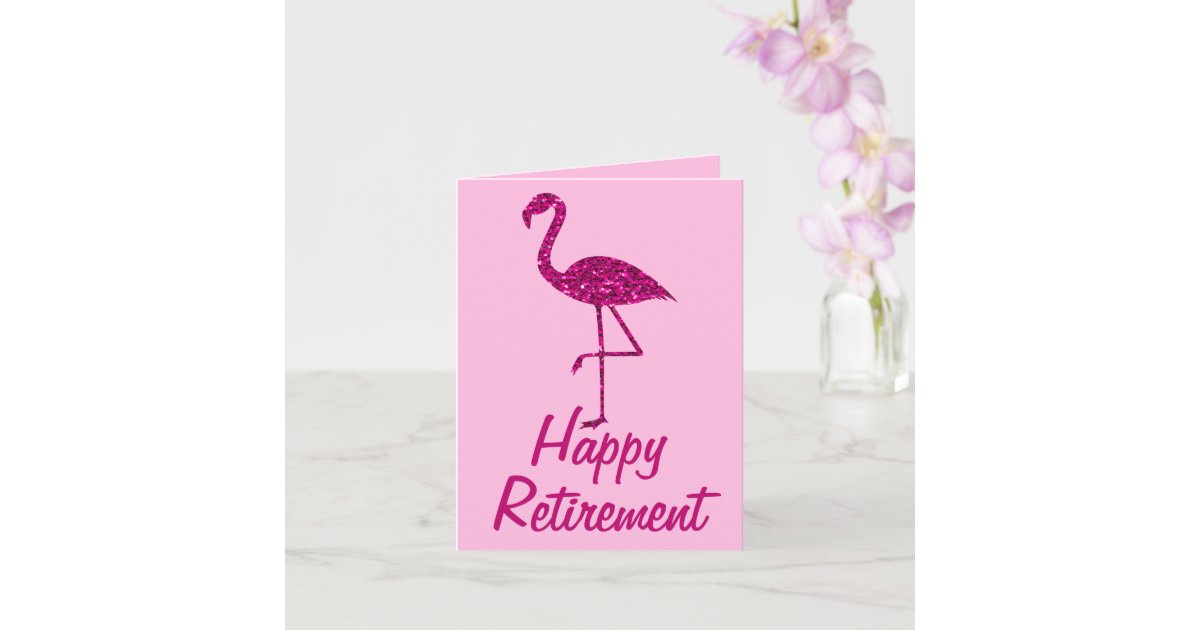 Retirement pink flamingo Custom text Greeting Card | Zazzle