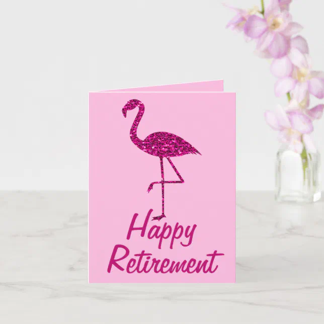 Retirement pink flamingo Custom text Greeting Card | Zazzle