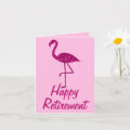 Retirement pink flamingo Custom text Greeting Card | Zazzle