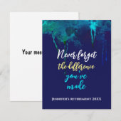 Retirement Quote Never Forget Watercolor Navy Blue | Zazzle