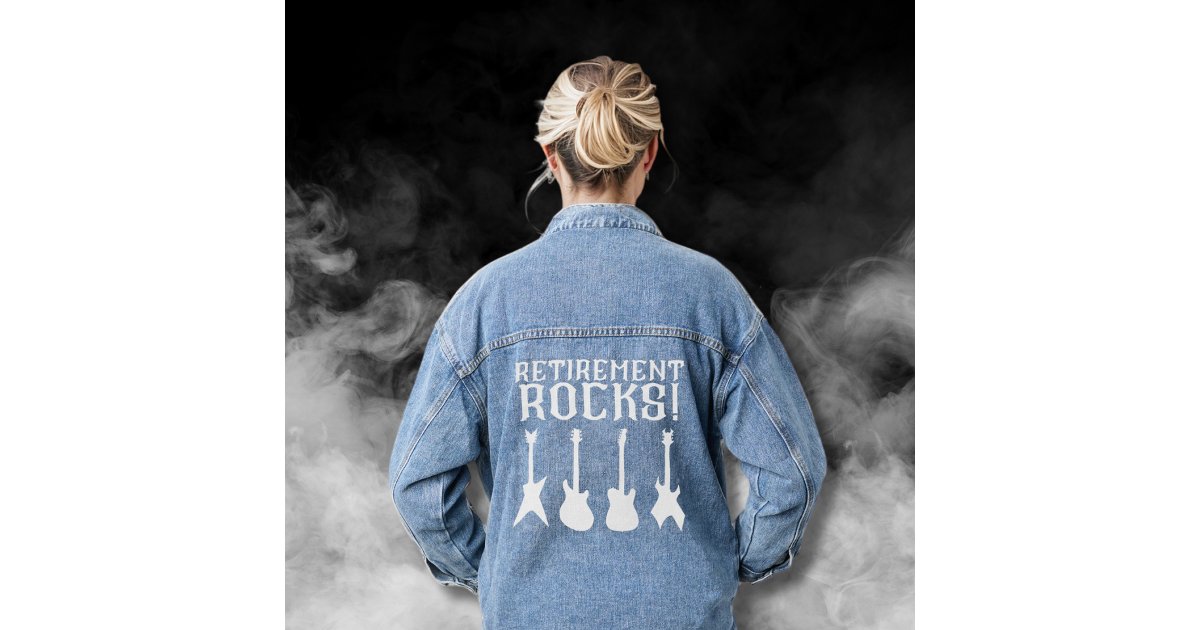 Retirement Rocks Guitar Lovers Retiree Denim Jacket | Zazzle