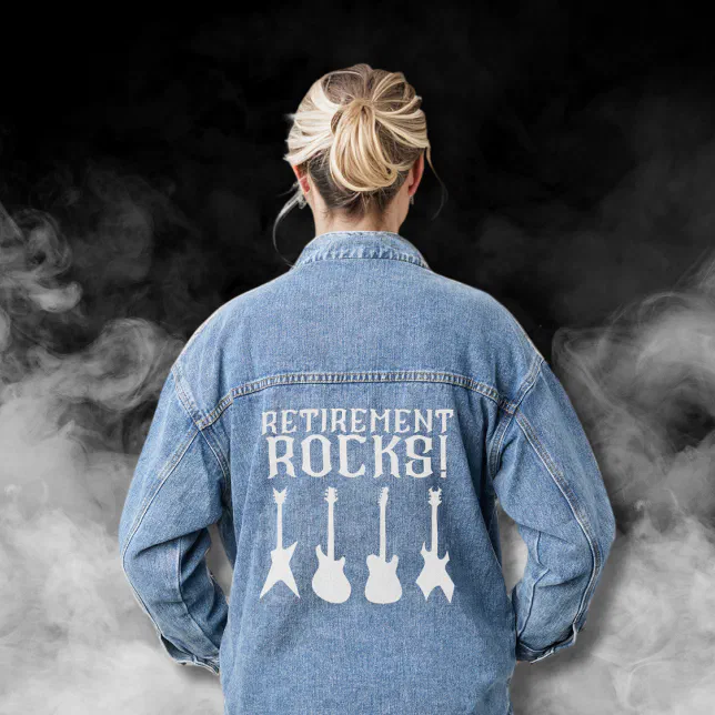 Retirement Rocks Guitar Lovers Retiree Denim Jacket | Zazzle
