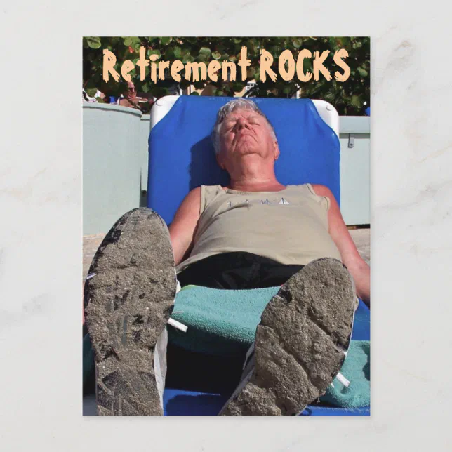 Retirement ROCKS post card | Zazzle