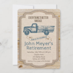 Retirement Rustic Pickup Truck Invitation | Zazzle