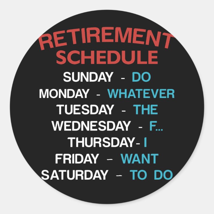 Retirement Schedule Calendar Office Humor Coworker Classic Round ...