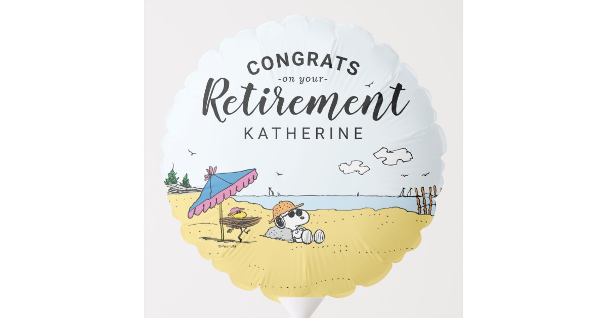 Retirement | Snoopy & Woodstock on the Beach Balloon | Zazzle