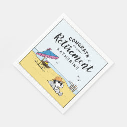 Retirement | Snoopy & Woodstock on the Beach Napkins | Zazzle