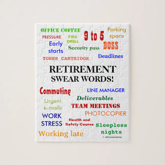 Retirement Swear Words! Funny Retirement Joke Jigsaw Puzzle | Zazzle