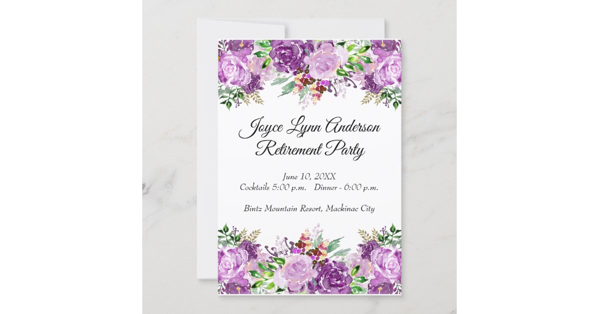 Retirement Table Program Purple Floral | Zazzle
