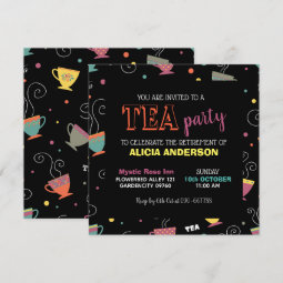 Retirement Tea Party in vivid colors hot cups Invitation | Zazzle