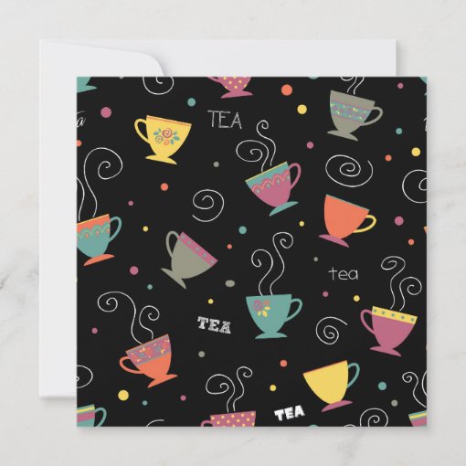 Retirement Tea Party in vivid colors hot cups Invitation | Zazzle