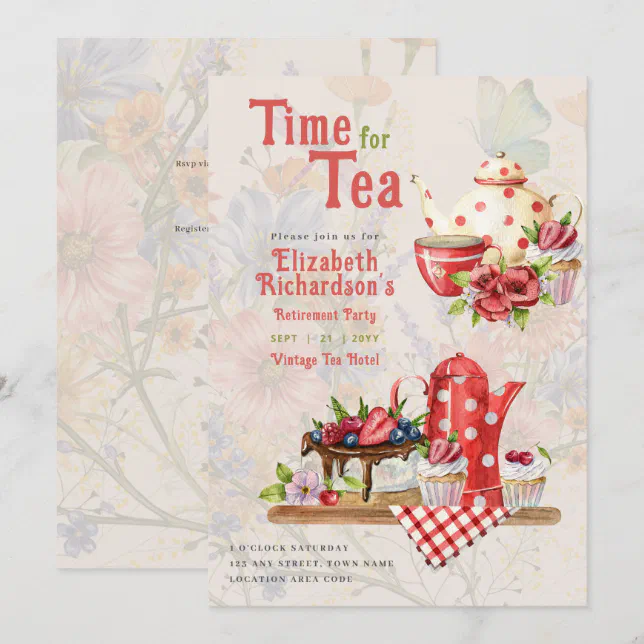 Retirement Tea Party Invite Printed or Digital | Zazzle
