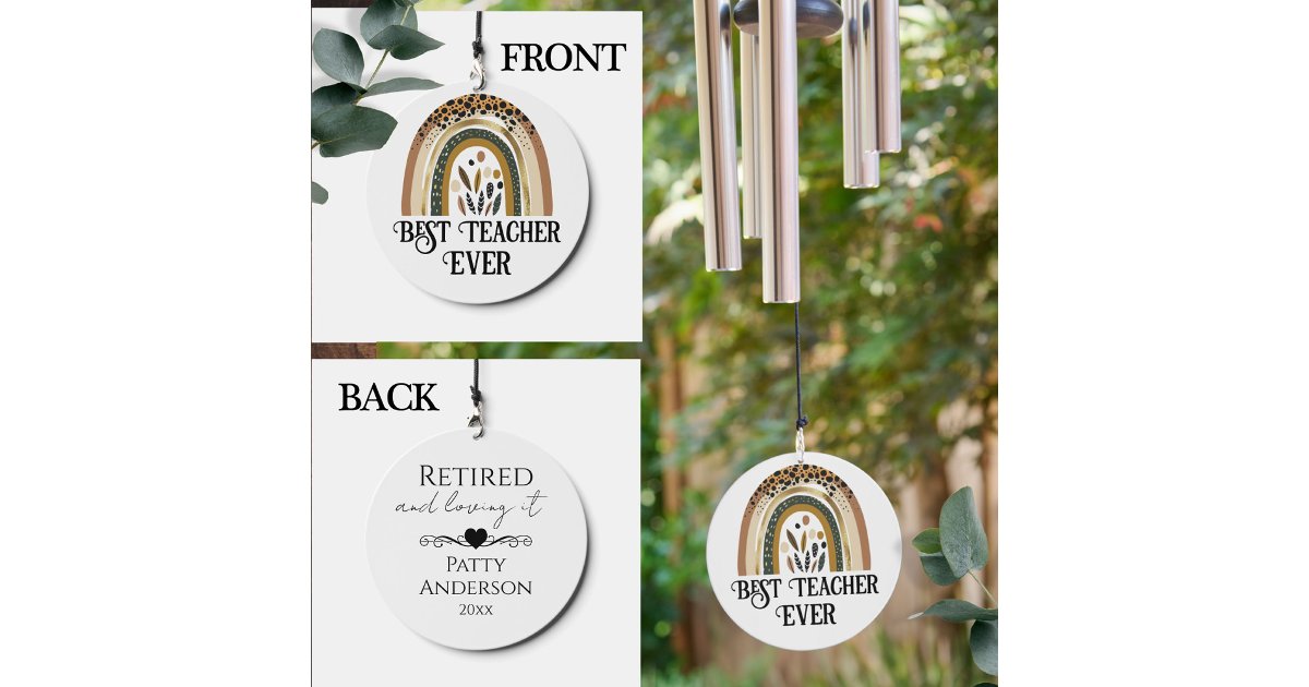 Retirement Teacher Rainbow Thank You Wind Chime | Zazzle