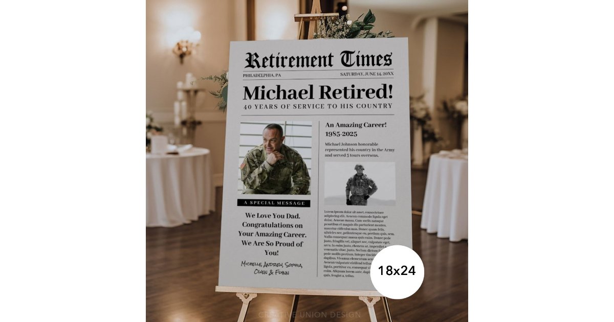Retirement Times Newspaper Foam Board Sign | Zazzle
