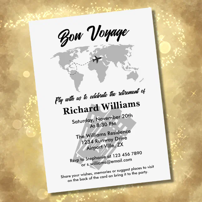Retirement Travel Themed Party World Map Vintage Invitation | Zazzle