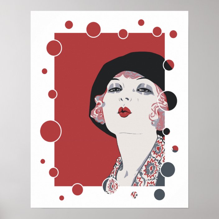Retro 1920s Jazz Age Style flapper girl bubbles Poster | Zazzle.com