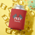 Retro 1957 Classic Black & White Checkered Flag Can Cooler | Zazzle