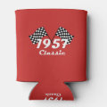 Retro 1957 Classic Black & White Checkered Flag Can Cooler | Zazzle