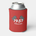Retro 1957 Classic Black & White Checkered Flag Can Cooler | Zazzle