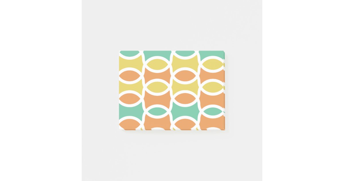 Retro 1960s Circles Ovals Orange Teal Gold Post-it Notes | Zazzle