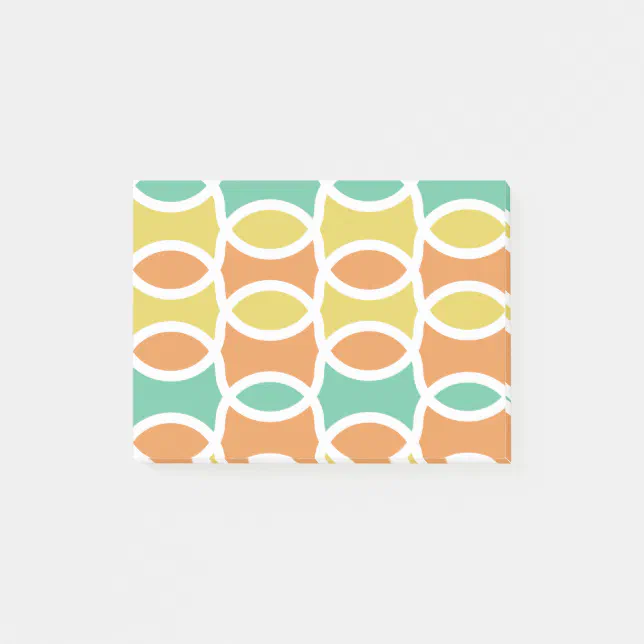 Retro 1960s Circles Ovals Orange Teal Gold Post-it Notes | Zazzle