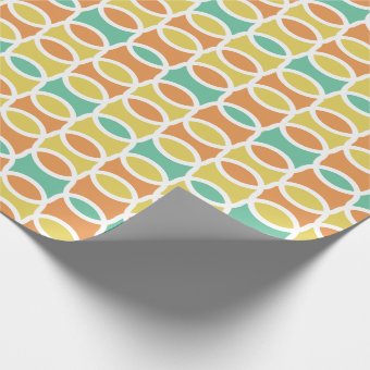 Retro 1960s Circles Ovals Orange Teal Gold Wrapping Paper | Zazzle