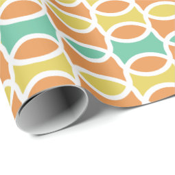 Retro 1960s Circles Ovals Orange Teal Gold Wrapping Paper | Zazzle