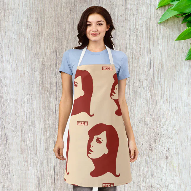 Retro 1960s Minimalist Woman Illustration Art Apron | Zazzle