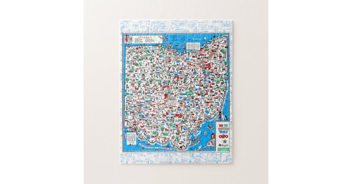 Retro 1966 Ohio map jigsaw puzzle 11"x14" 252 pcs | Zazzle