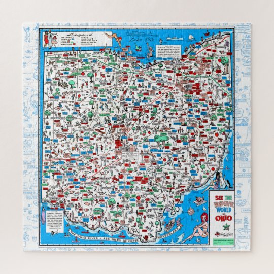 Retro 1966 Ohio map jigsaw puzzle 20"x20" 676 pcs | Zazzle.com