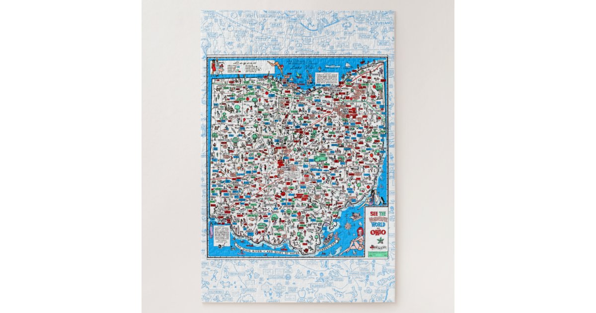 Retro 1966 Ohio map jigsaw puzzle 20"x30" 1014 pcs | Zazzle