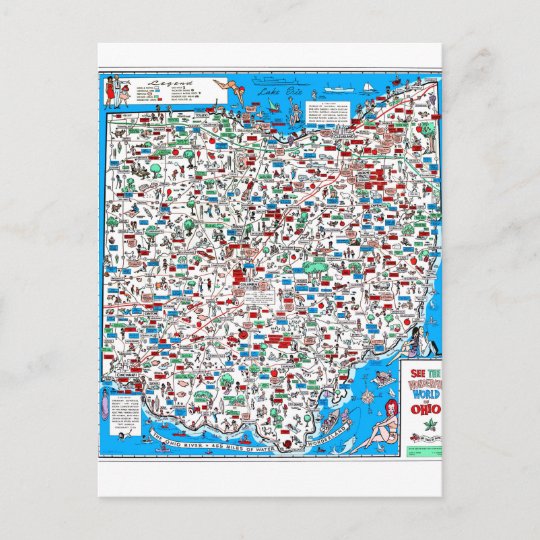 Retro 1966 Ohio map Postcard | Zazzle.com