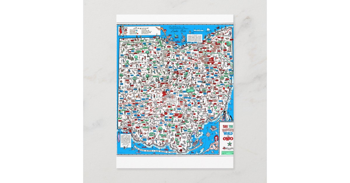 Retro 1966 Ohio map Postcard | Zazzle