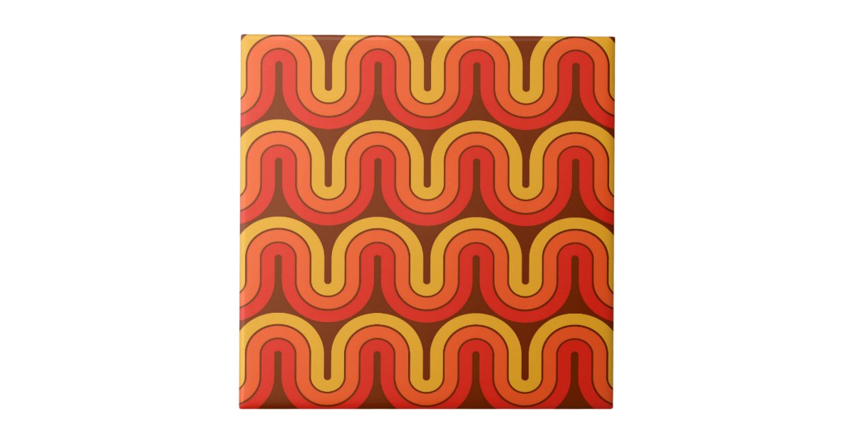 Retro 1970 Style Wave Pattern Ceramic Tile | Zazzle