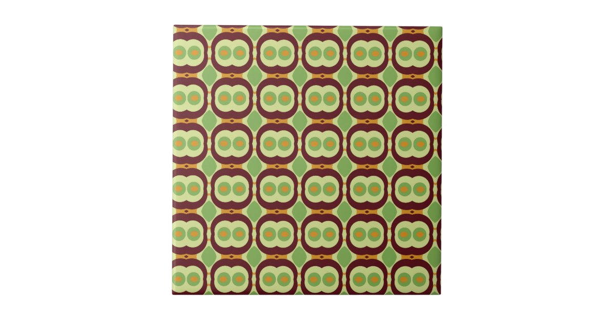 Retro 1970s design with small circles green tile | Zazzle