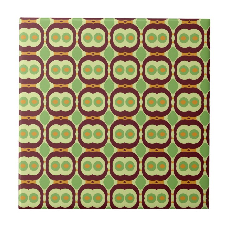 Retro 1970s design with small circles green tile | Zazzle