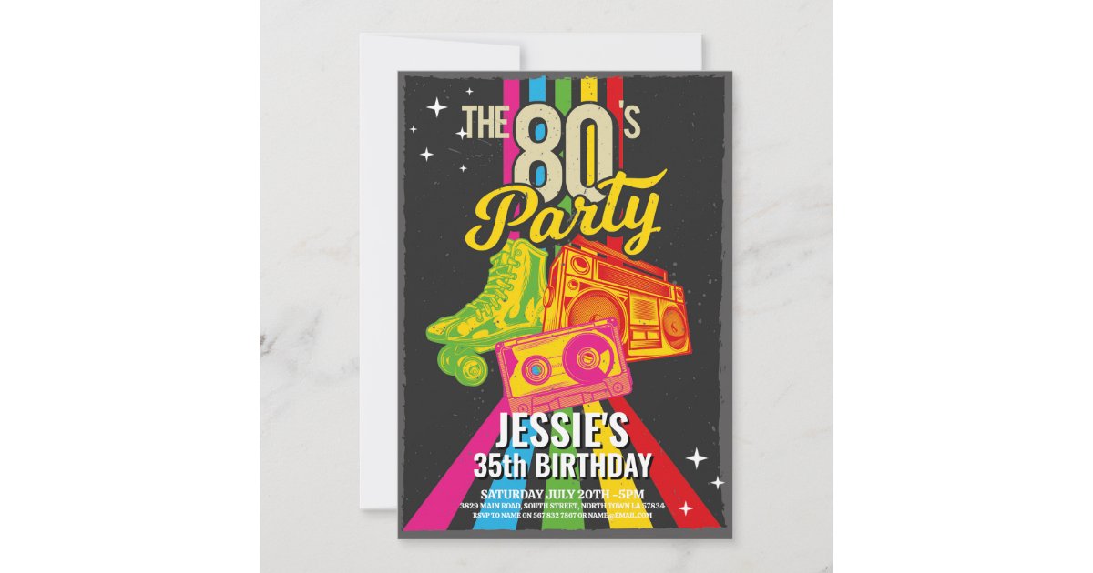 Retro 1980s Birthday Eighties Party Invitation | Zazzle