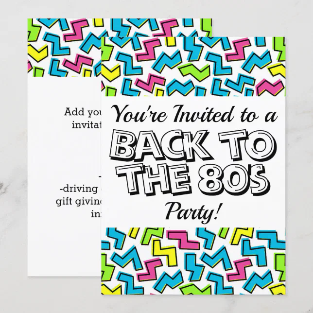 Retro 1980's Cool Cute Pattern 80s Party Invitation | Zazzle