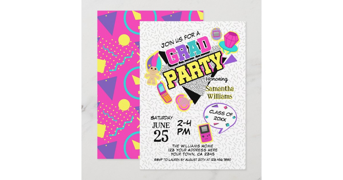 Retro 1990s Graduation Party Invitation | Zazzle