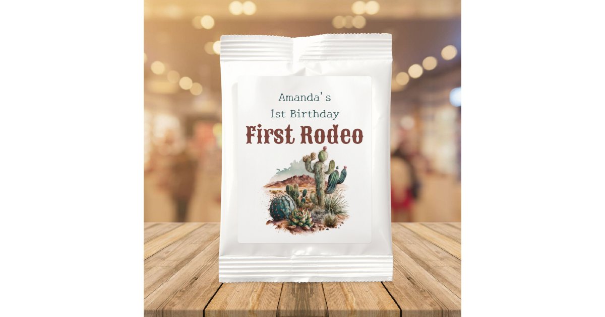Retro 1st First Rodeo Western Cactus Birthday Margarita Drink Mix | Zazzle