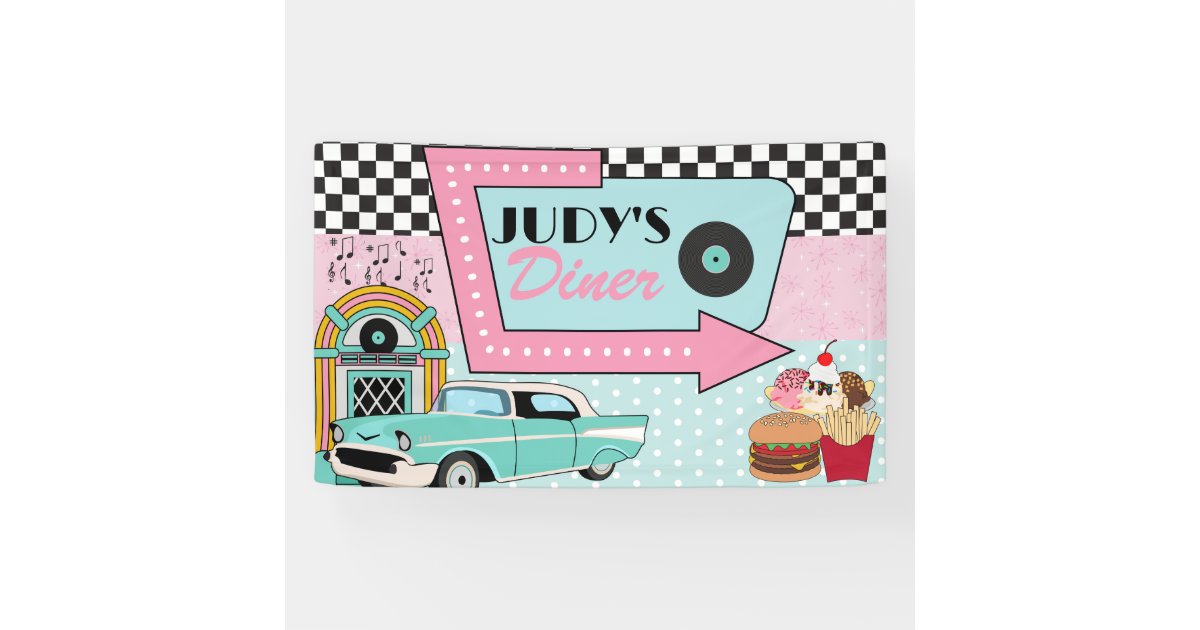Retro 50s Birthday Party Banner | Zazzle