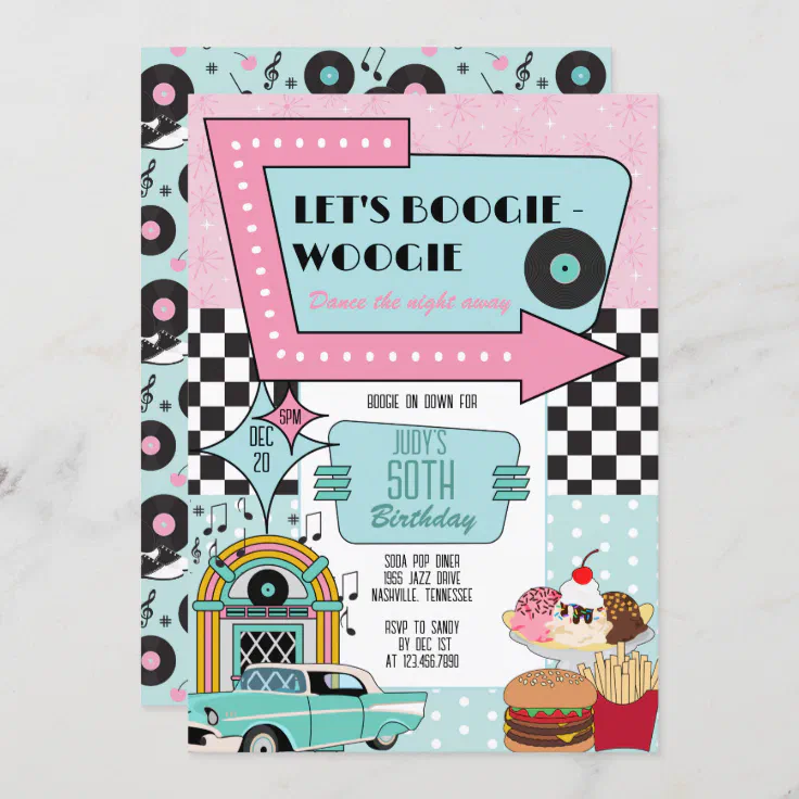 Retro 50s Birthday Party Invitation | Zazzle