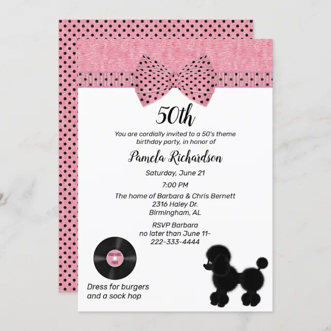 Retro 50s Theme Birthday Party Invitation | Zazzle