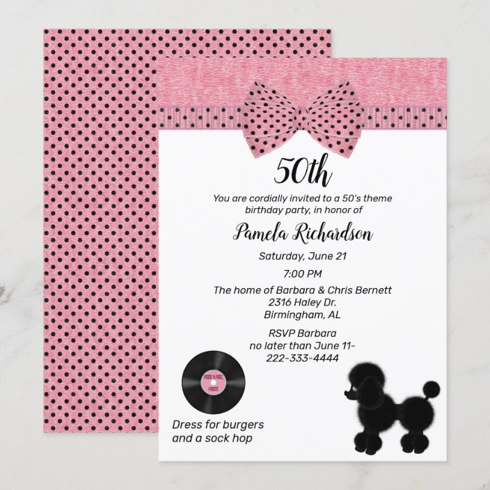 Retro 50s Theme Birthday Party Invitation | Zazzle.com