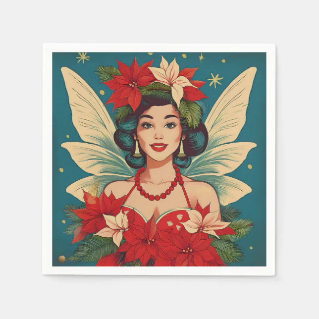 Retro 50s Tropical Christmas Pin-Up Beauty Queen Napkins | Zazzle