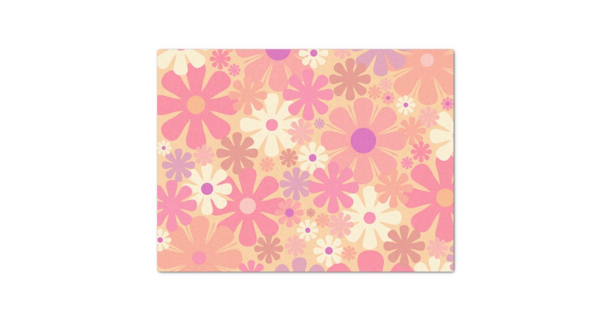 Retro 60s 70s Aesthetic Floral Pattern Tissue Paper | Zazzle